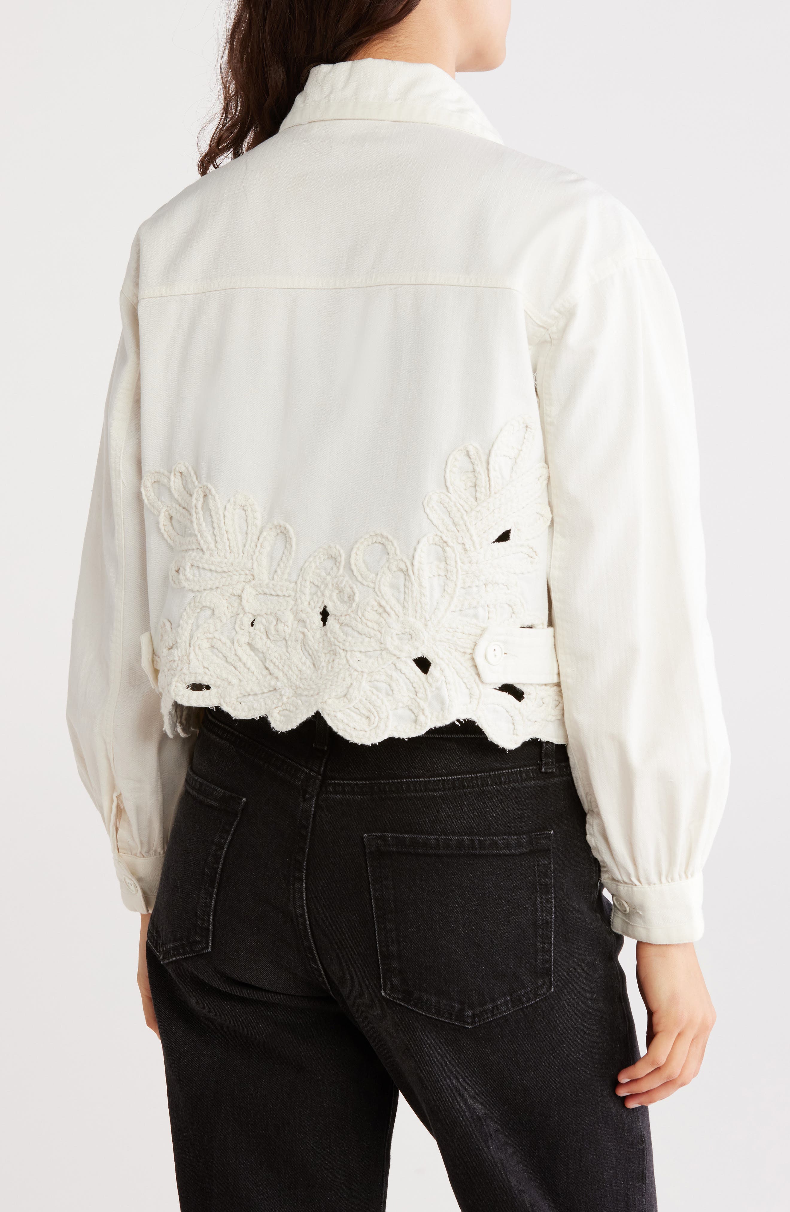CHELSEA AND THEODORE Soutache Trim Crop Shirt Jacket | Nordstromrack