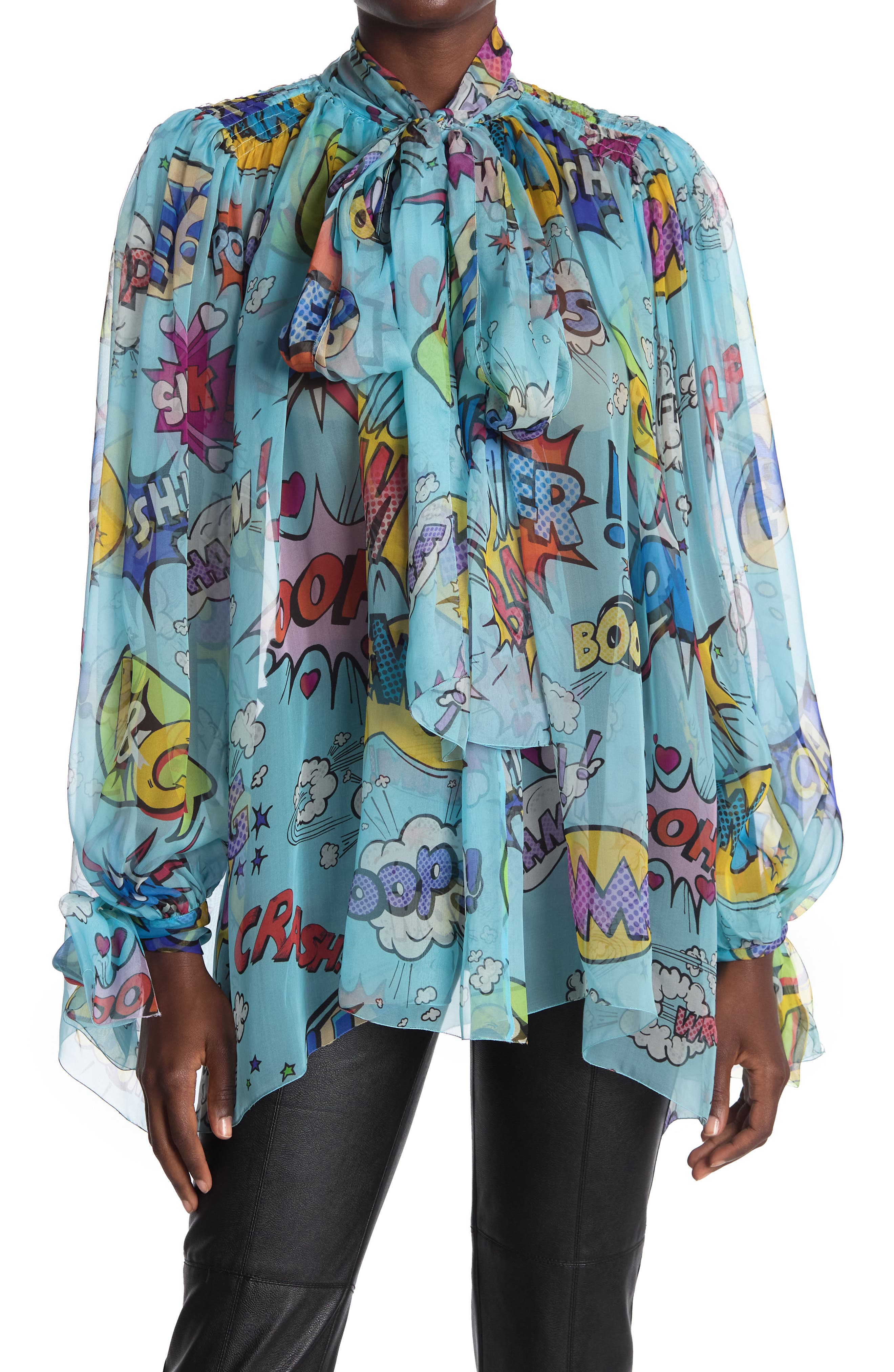 Dolce&Gabbana Silk Comic Print Blouse | Nordstromrack