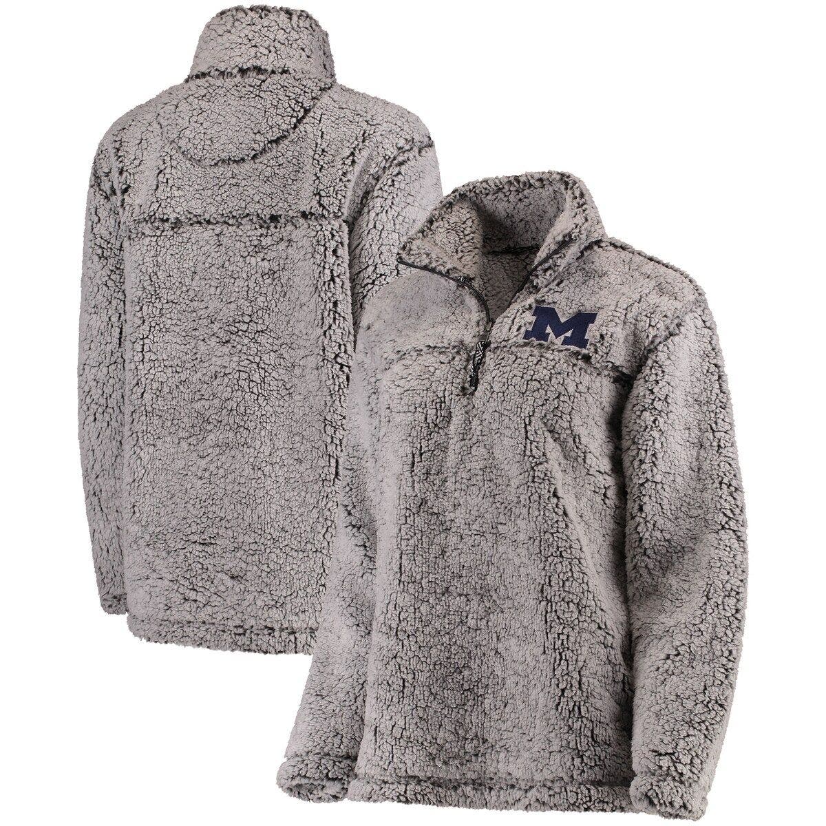 BOXERCRAFT Women's Gray Michigan Wolverines Sherpa Super Soft Quarter ...