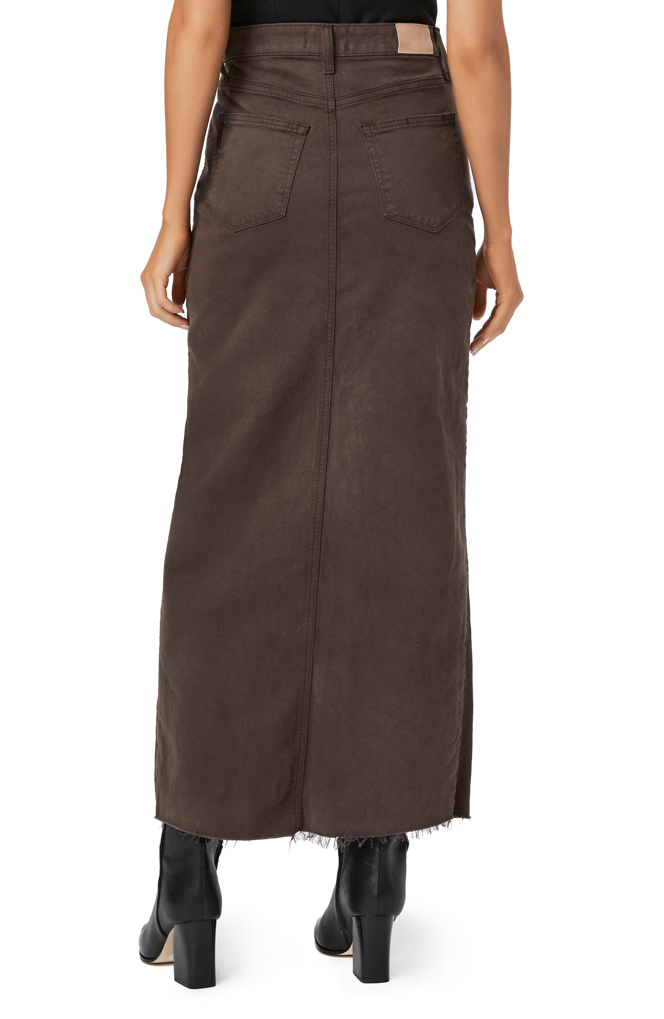 PAIGE Angela Raw Hem Denim Maxi Skirt | Nordstromrack