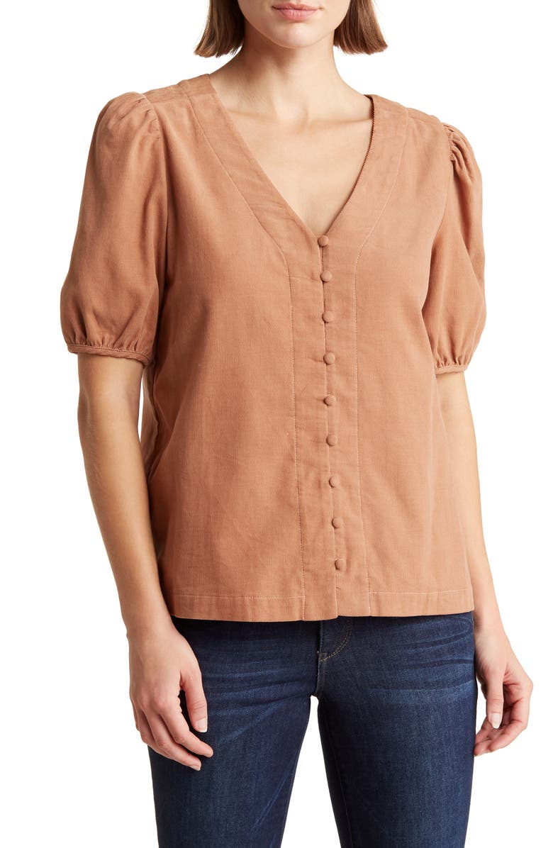 WISHLIST Button Cotton Corduroy Top | Nordstromrack