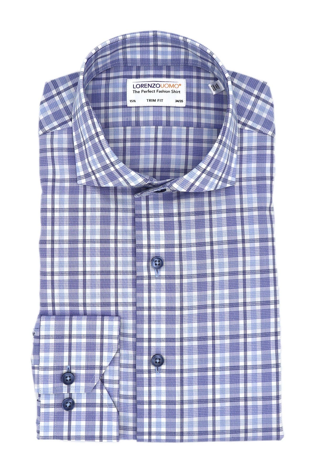 Lorenzo Uomo Multi Plaid Check Easy Iron Trim Fit Dress Shirt ...