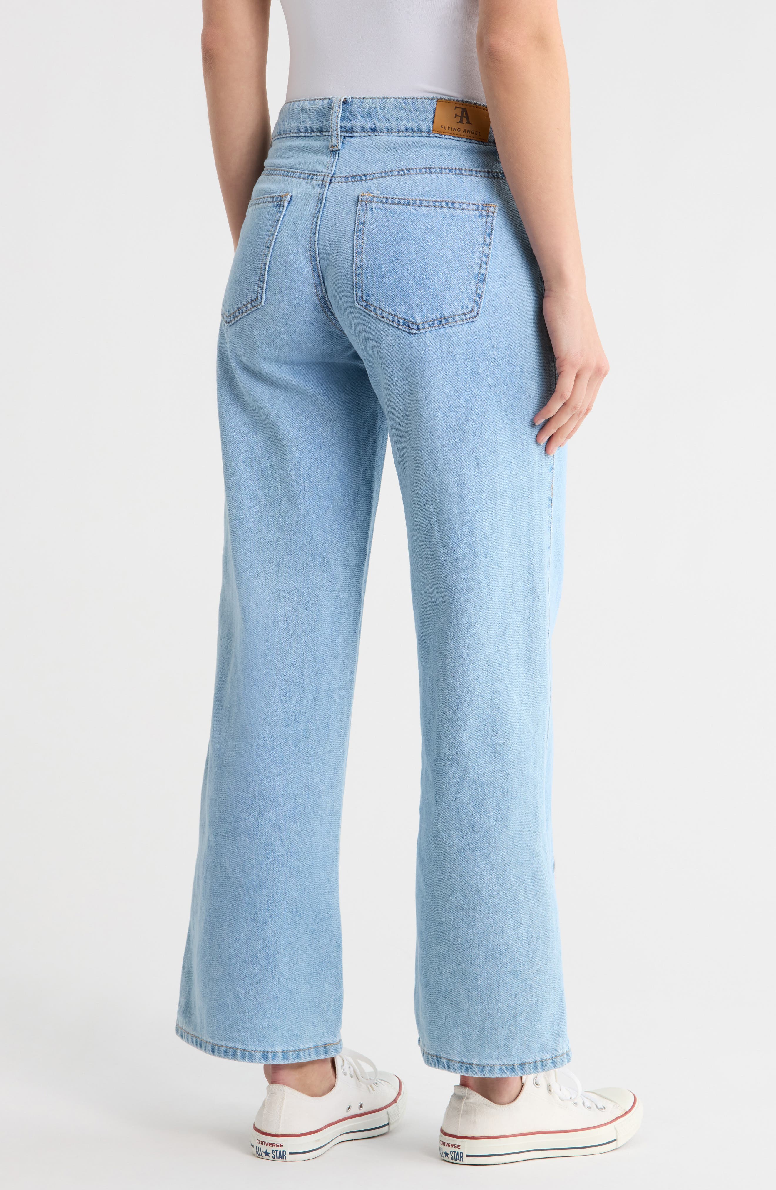 FLYING ANGEL Low Rise Cherry Embroidered Straight Leg Jeans | Nordstromrack