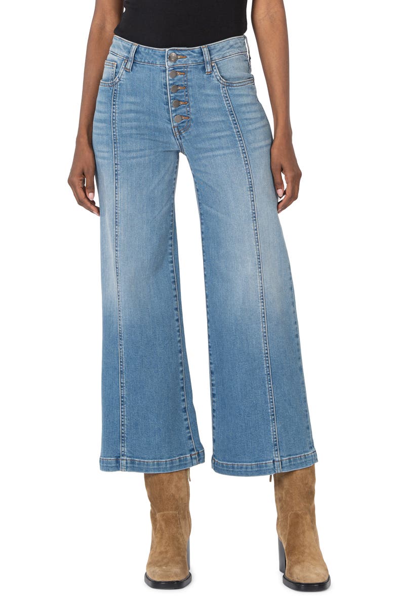 KUT from the Kloth Meg Exposed Button High Waist Ankle Wide Leg Jeans ...
