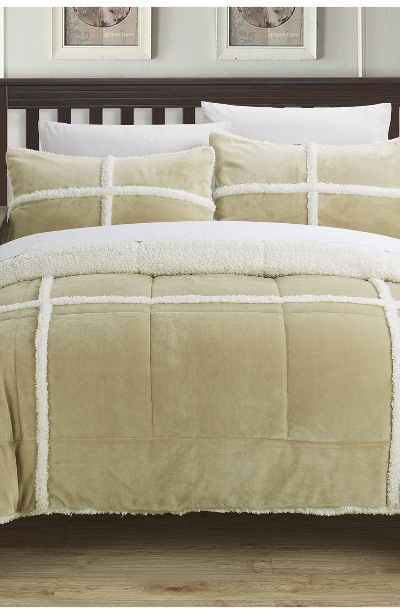 CHIC King Camille Box Sherling Lined Comforter Set - Camel | Nordstromrack