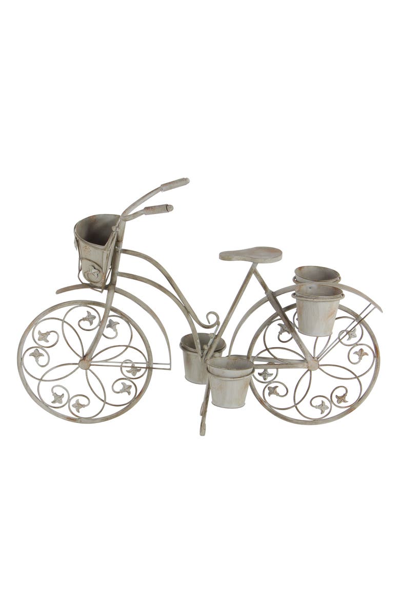 WILLOW ROW Silvertone Metal Indoor & Outdoor 3-Tier Bike Plant STand ...