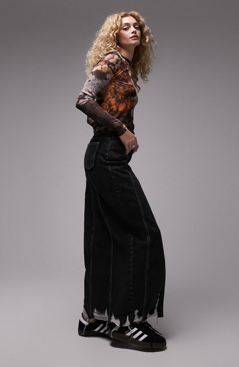 Topshop Print Long Sleeve Mesh Top | Nordstromrack