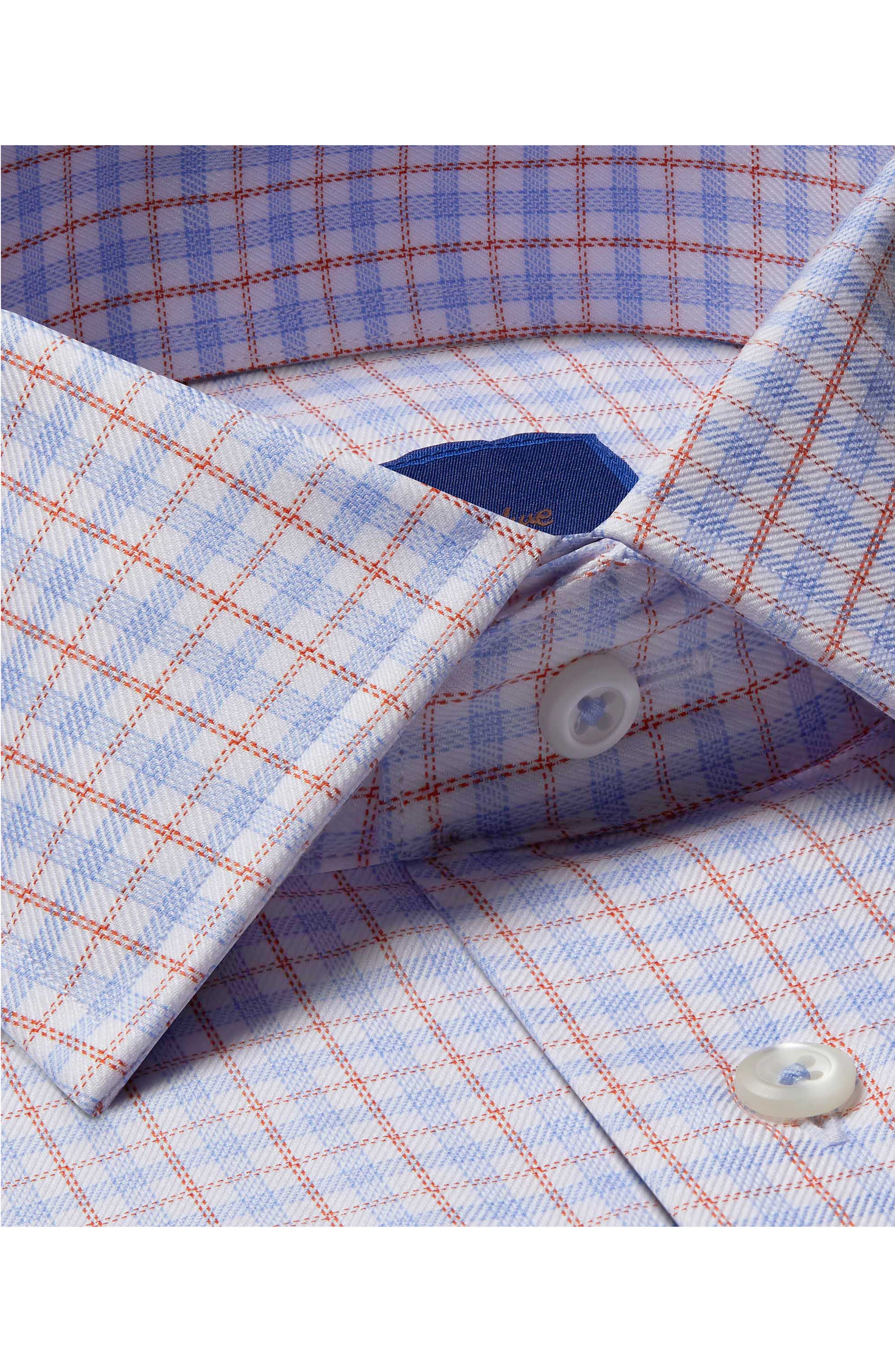 David Donahue Regular Fit Check Barrel Cuff Dress Shirt (Men ...
