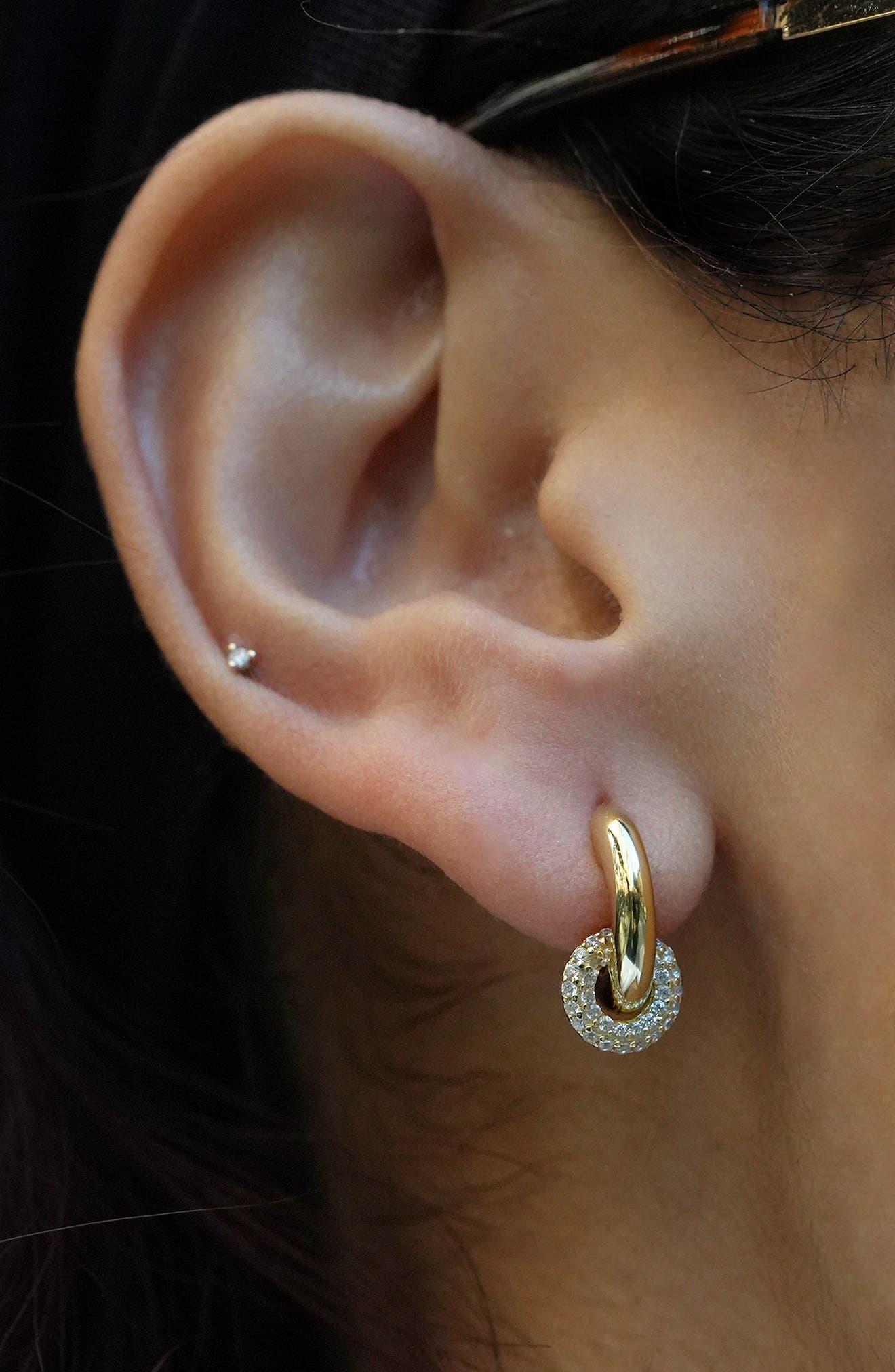 Argento Vivo Sterling Silver Cubic Zirconia Donut Hoop Earrings | Nordstrom