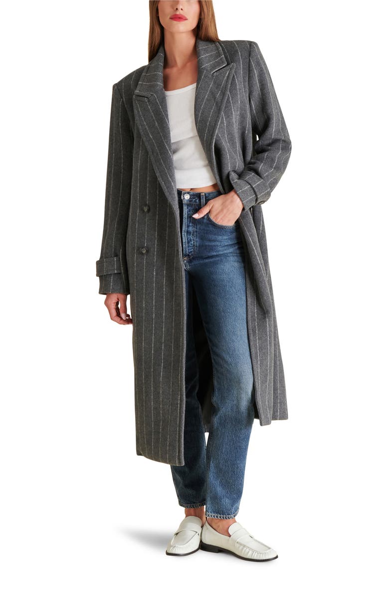 Steve Madden Prince Chalk Stripe Double Breasted Coat | Nordstromrack