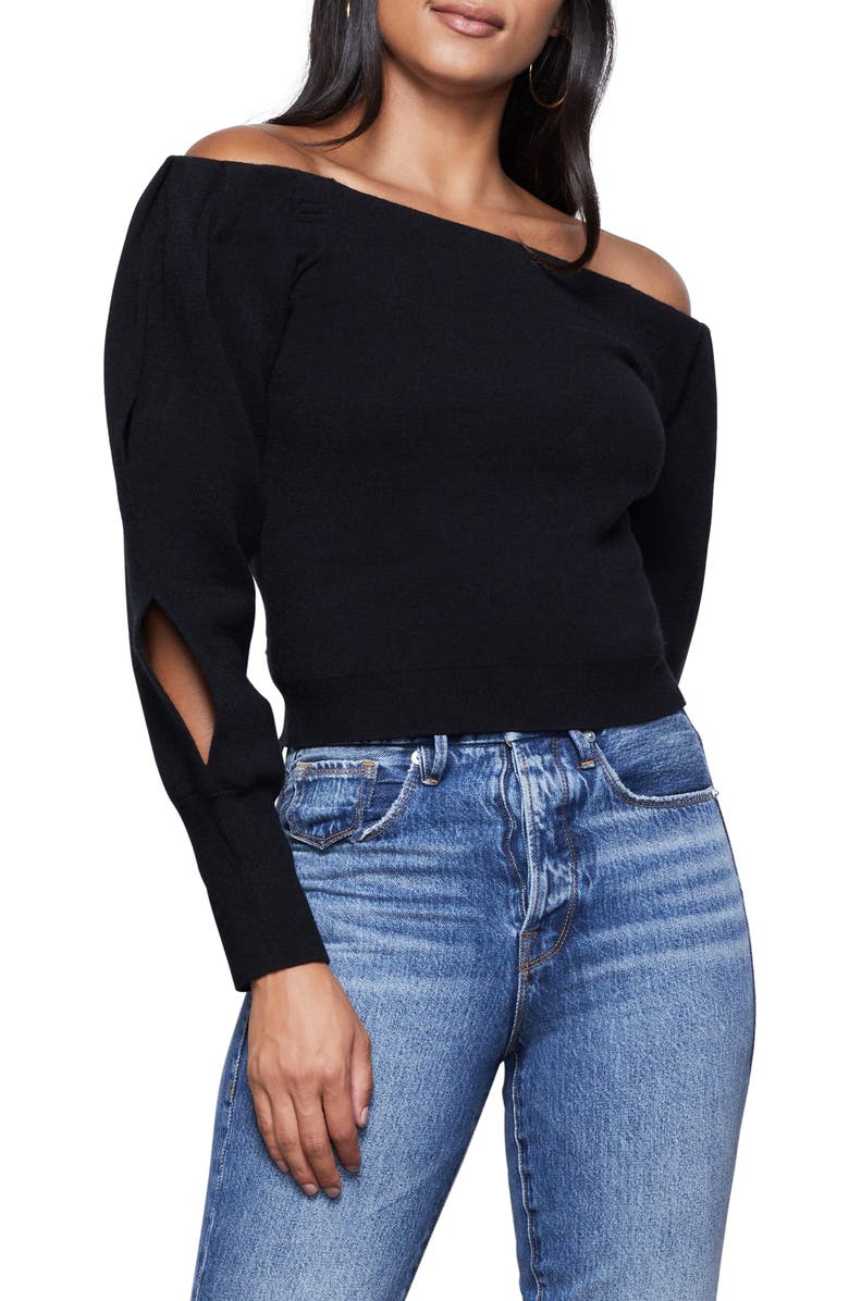 Good American Off the Shoulder Sweater with Slit Sleeves | Nordstromrack
