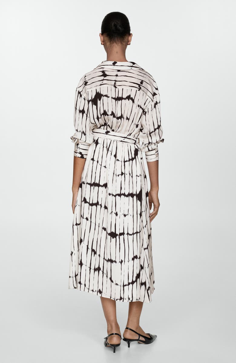 MANGO Print Tie Waist Long Sleeve Shirtdress | Nordstromrack