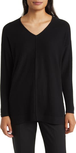 Anne Klein Button Cuff V-Neck Sweater | Nordstrom