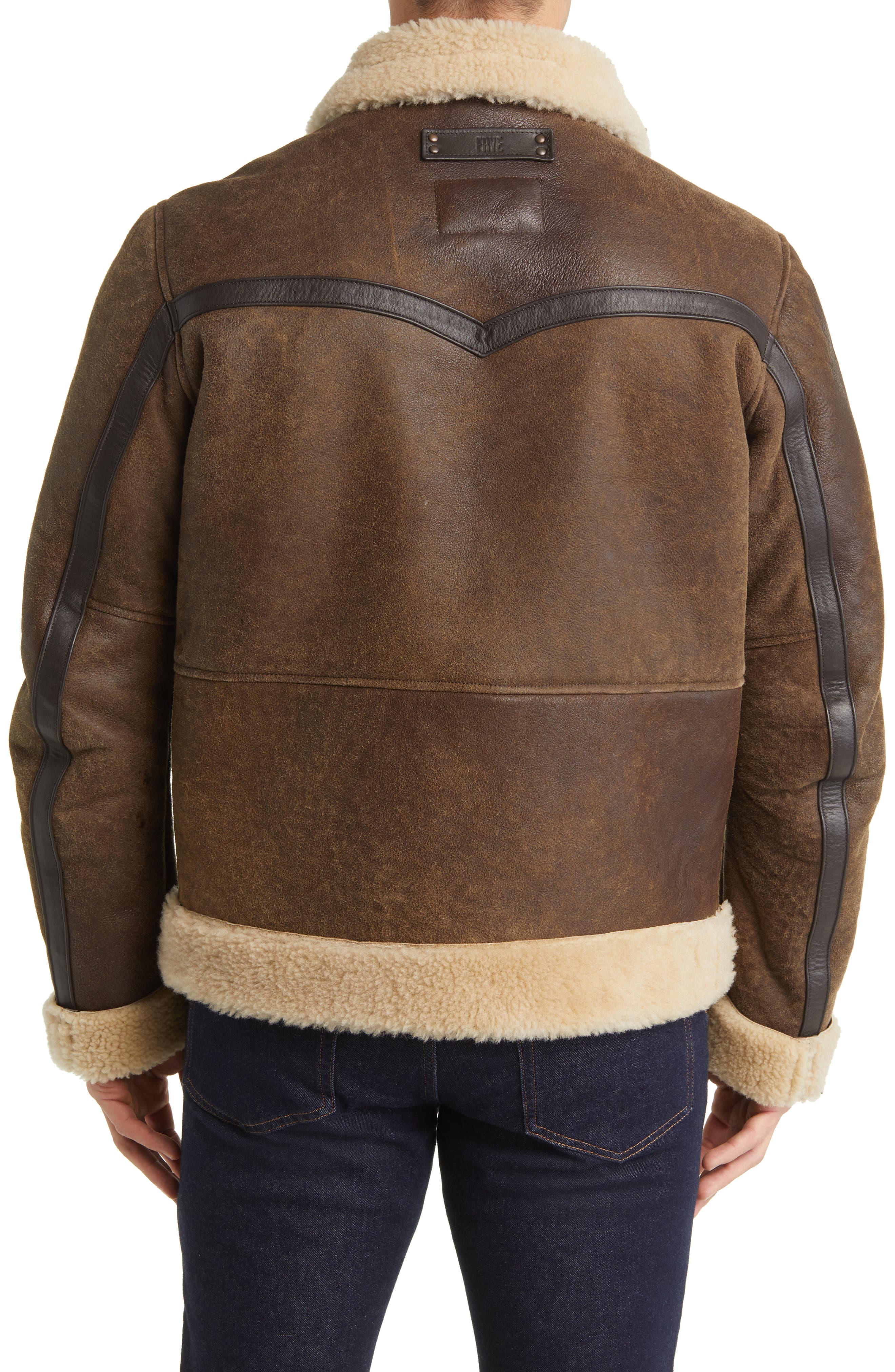 Frye Leather Jacket with Genuine Shearling Trim | Nordstrom