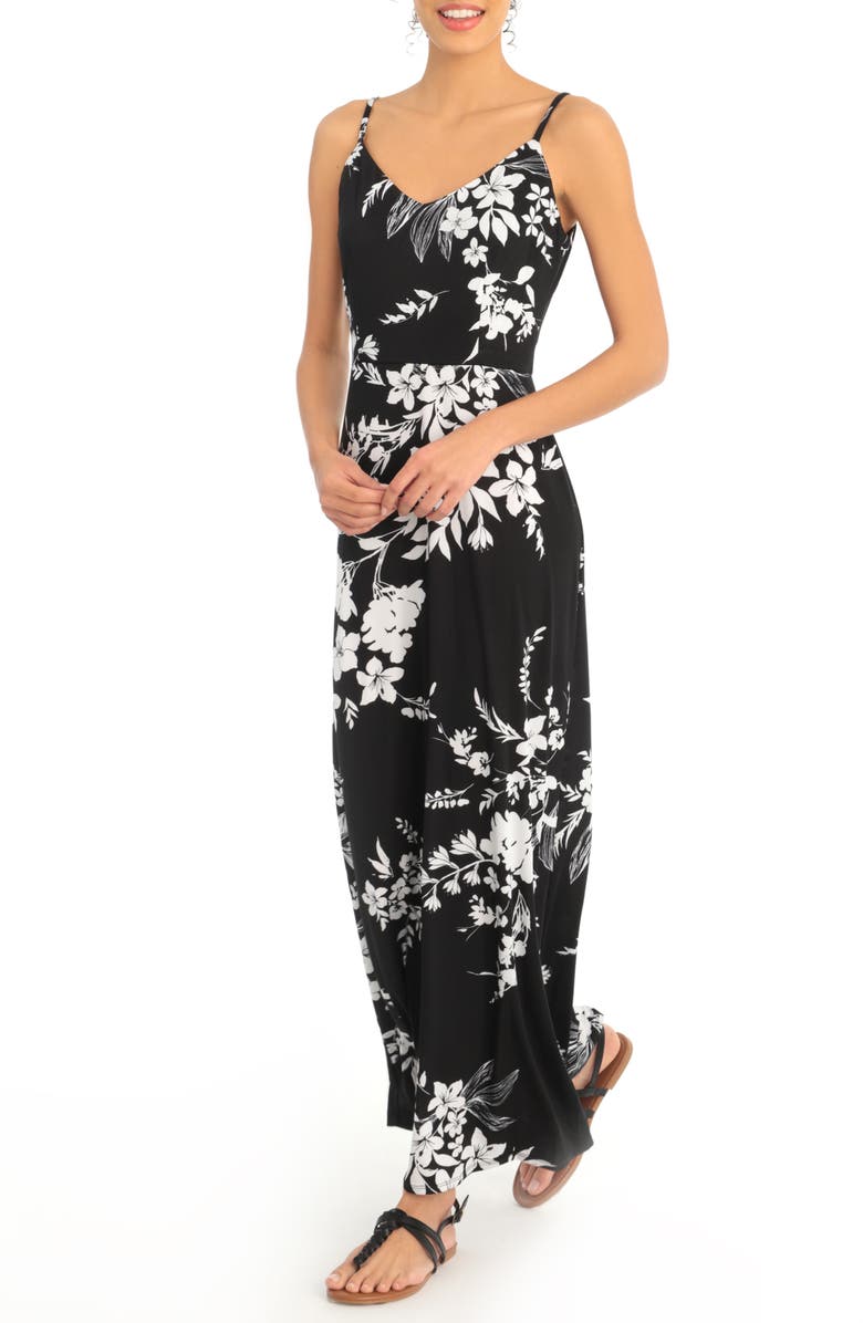 London Times Monotone Floral Print Maxi Dress | Nordstromrack