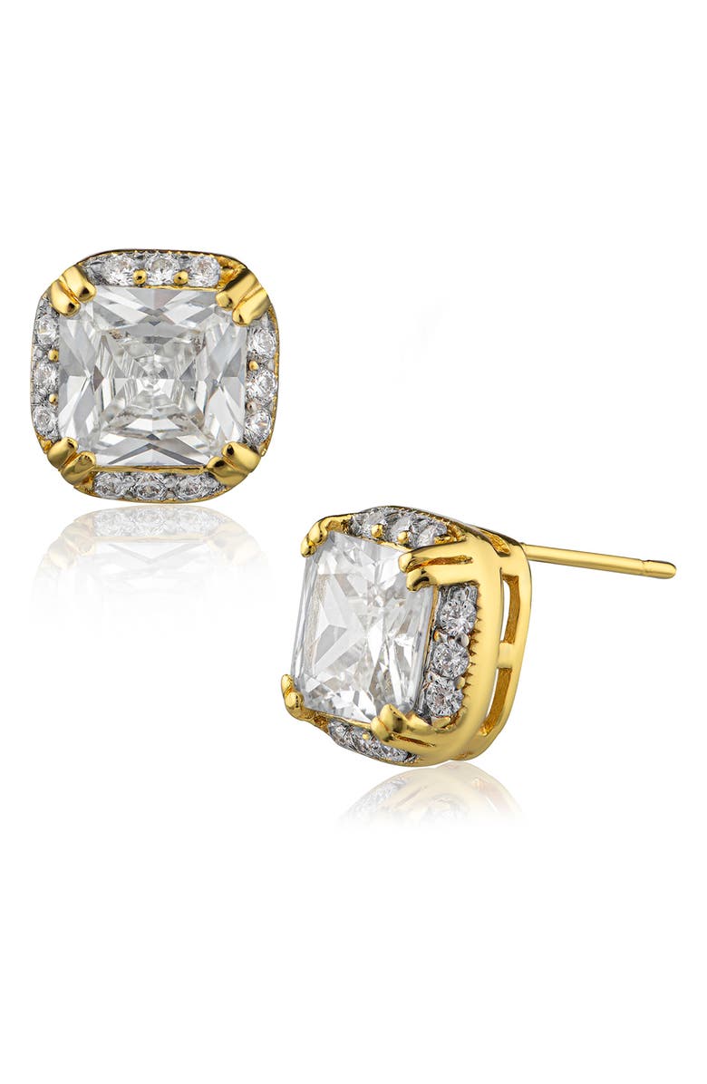 CZ by Kenneth Jay Lane Princess CZ Halo Stud Earrings | Nordstromrack