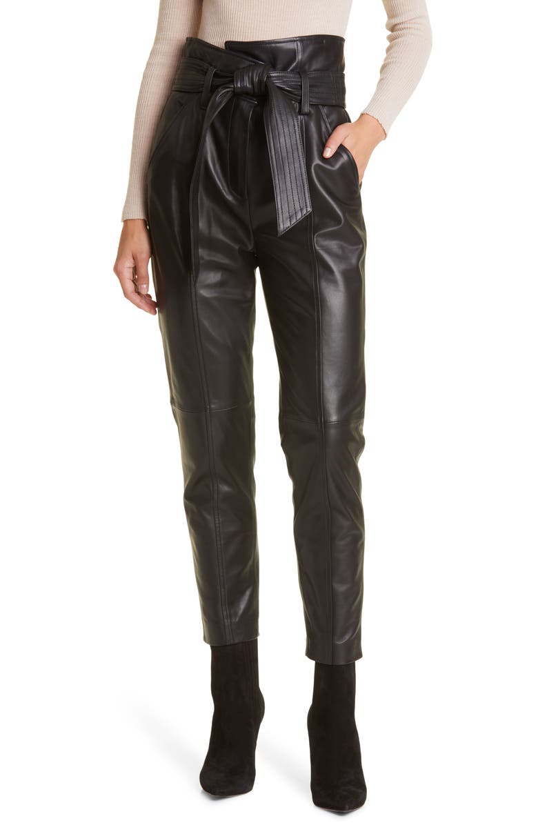 Veronica Beard Izera Belted Leather Pants | Nordstromrack