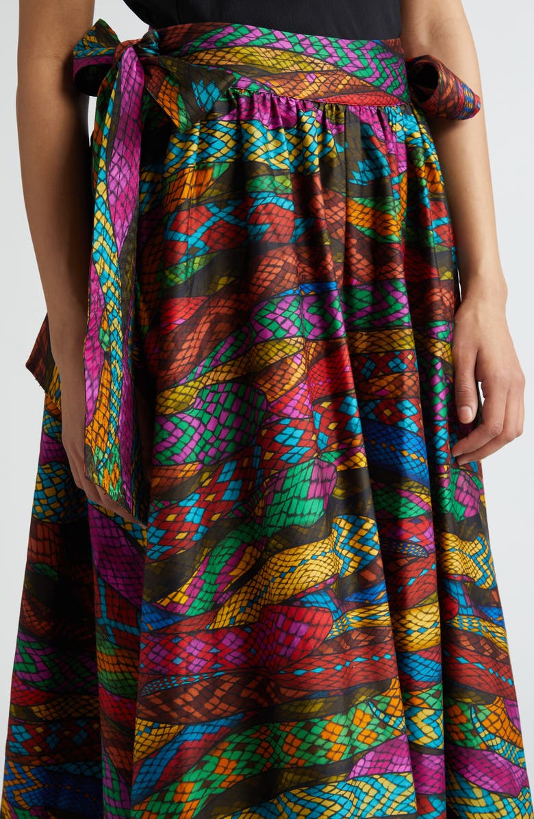 FARM Rio Mirage Snake Print Cotton Side Tie Midi Skirt | Nordstromrack