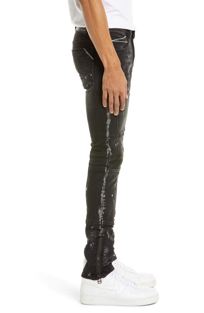 Cult of Individuality Paint Splatter Punk Super Skinny Moto Jeans ...