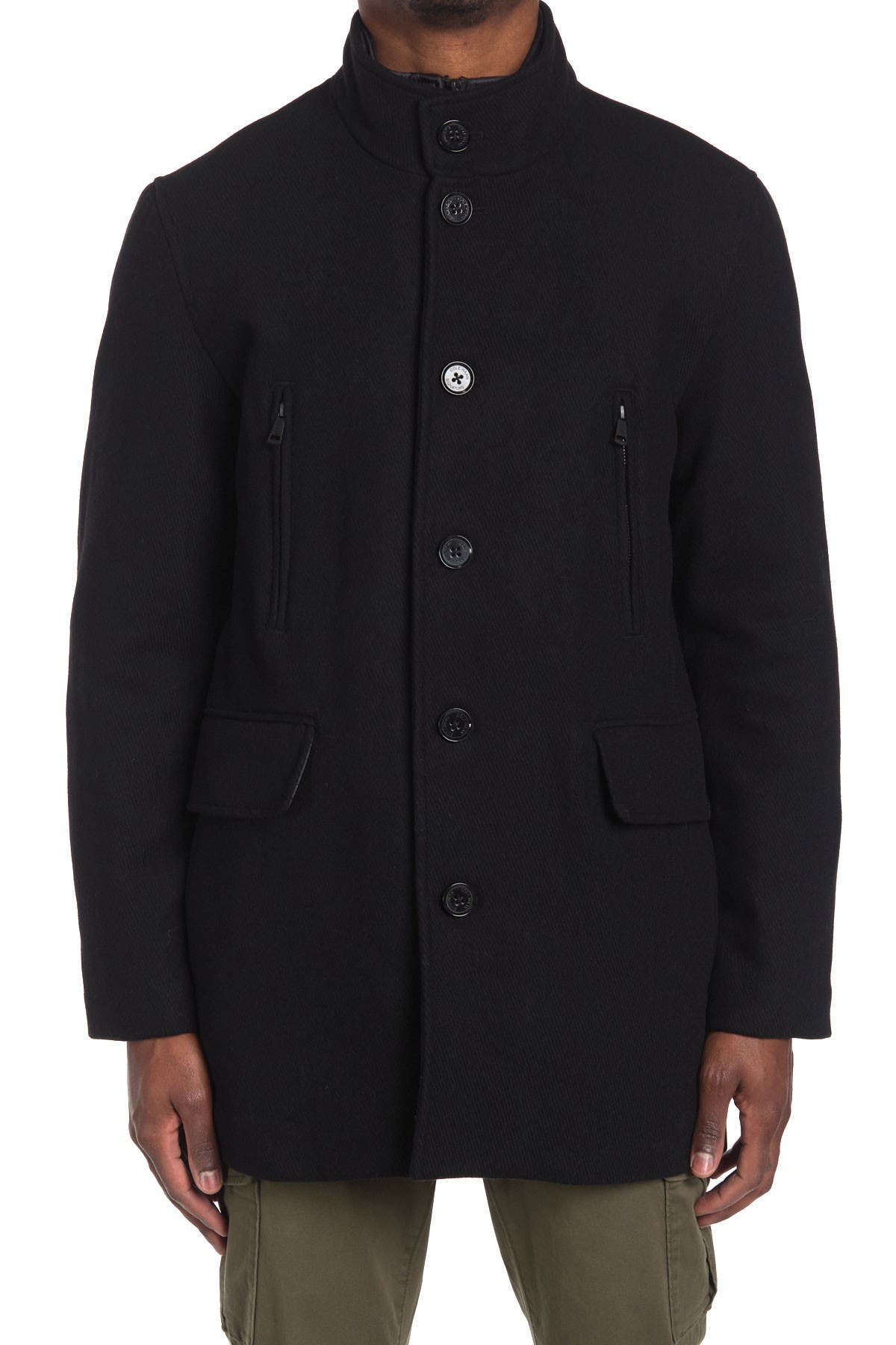 Cole Haan Signature Stand Collar Bib Wool Blend Coat | Nordstromrack
