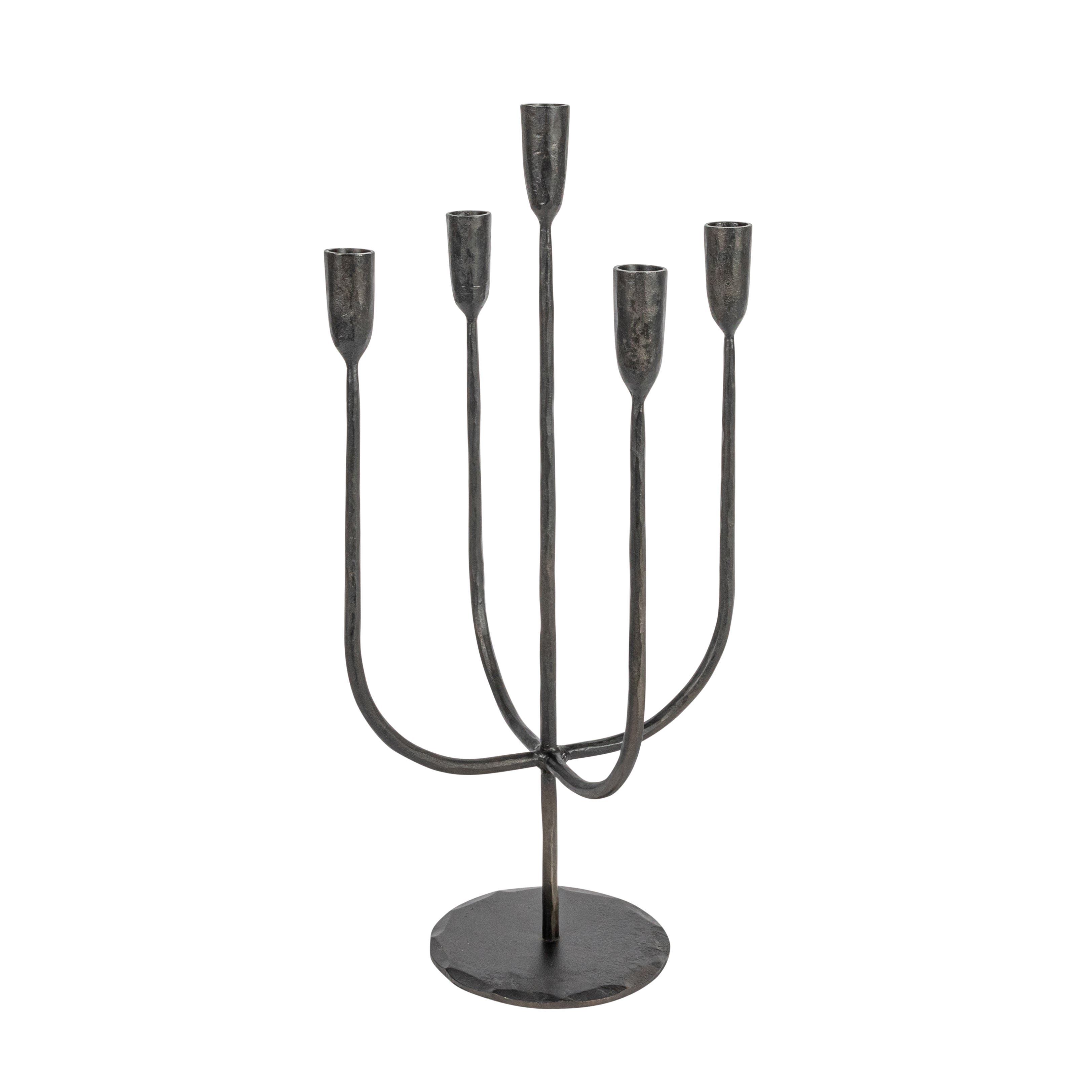 Storied Home Round Hand-forged 5 Taper Metal Candelabra, Black | ModeSens