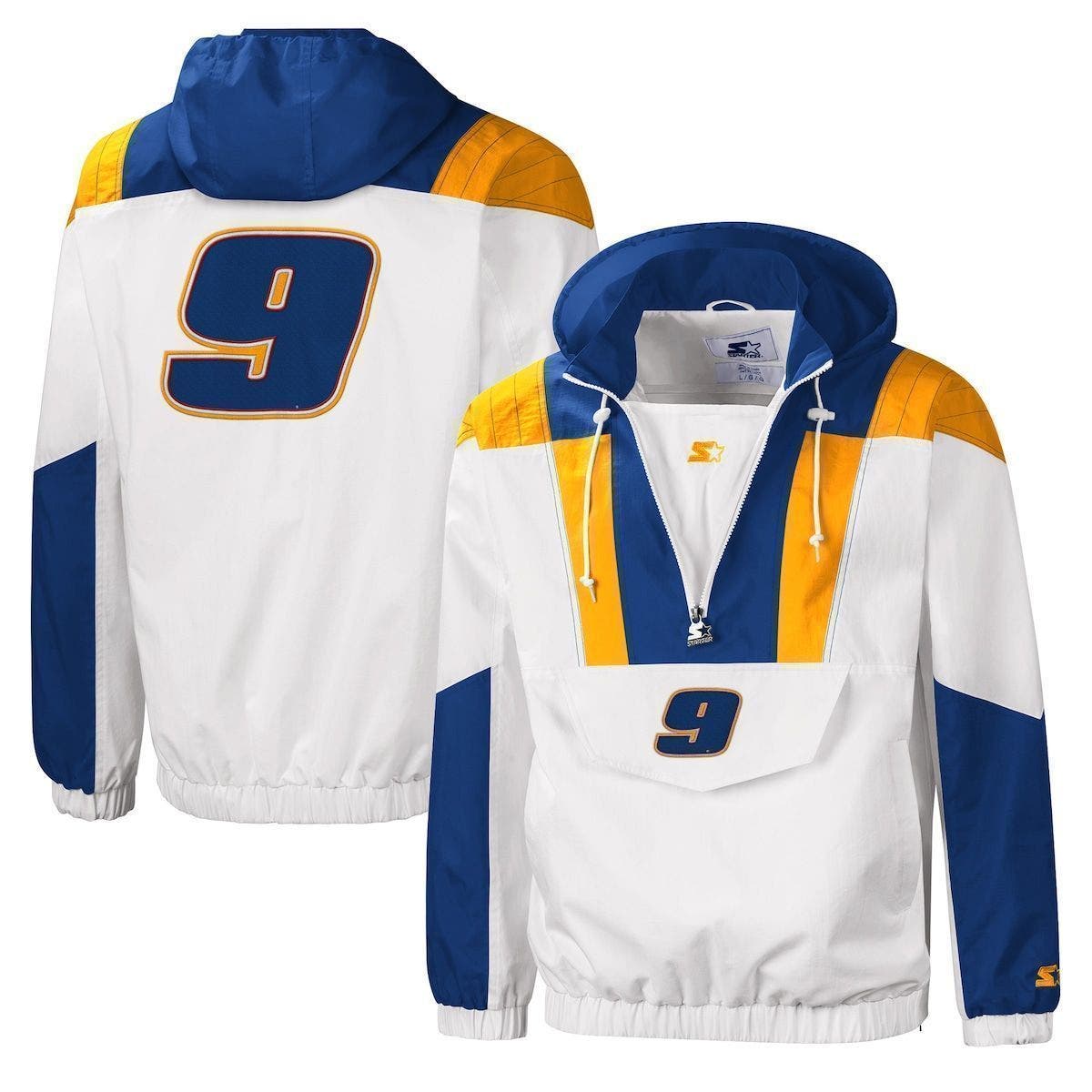 STARTER Men's Starter White/Royal Chase Elliott The Striker Half-Zip ...