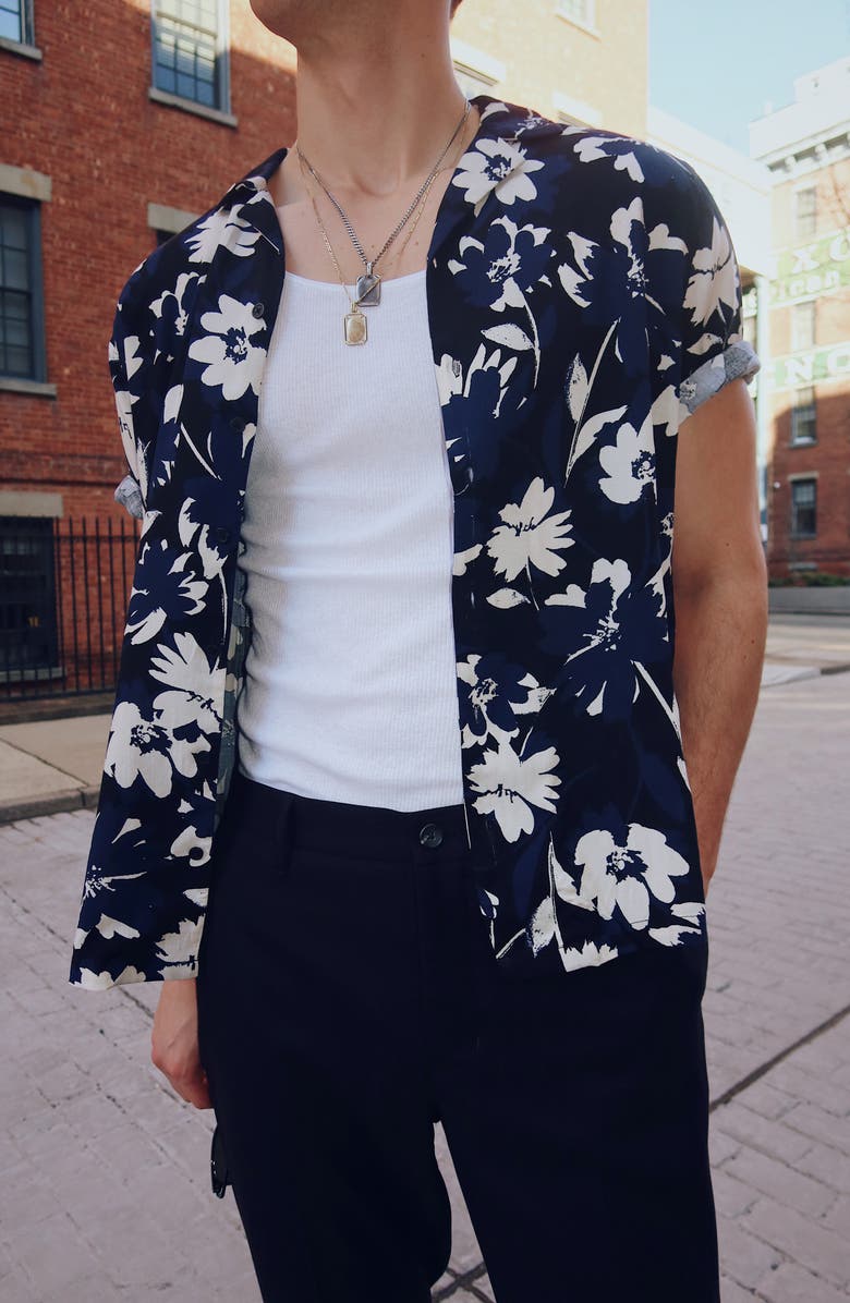 Open Edit Moody Daisy Relaxed Fit Camp Shirt | Nordstrom