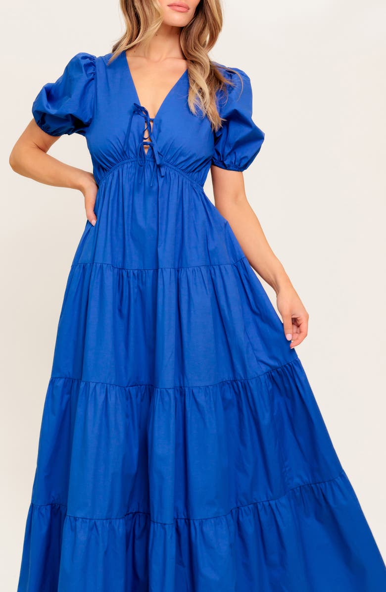 FLYING TOMATO Puff Sleeve Tiered Maxi Dress | Nordstromrack