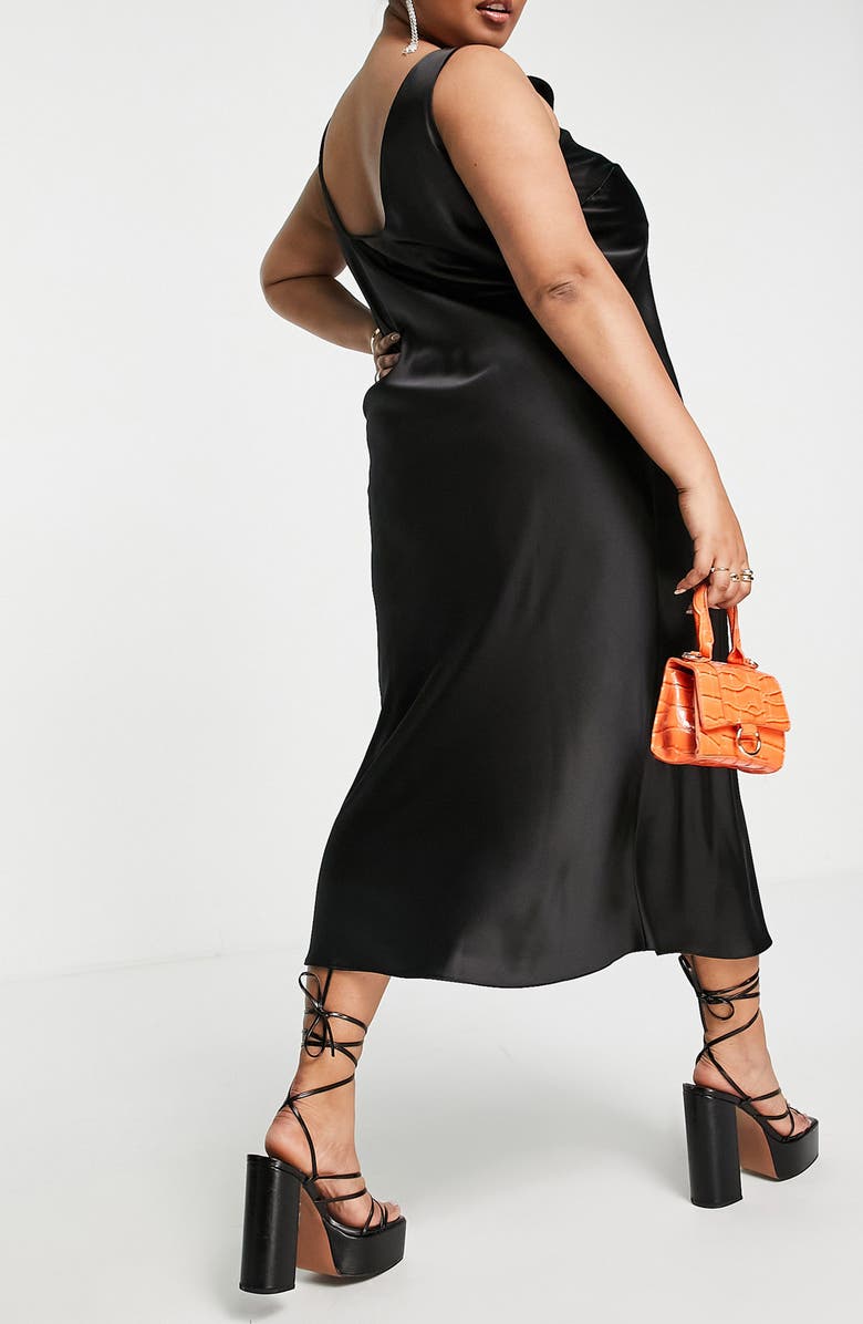 ASOS DESIGN Curve Scoop Neck Satin Midi Slipdress | Nordstromrack