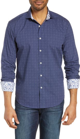 Bugatchi Shaped Fit Dot Cotton Shirt | Nordstromrack