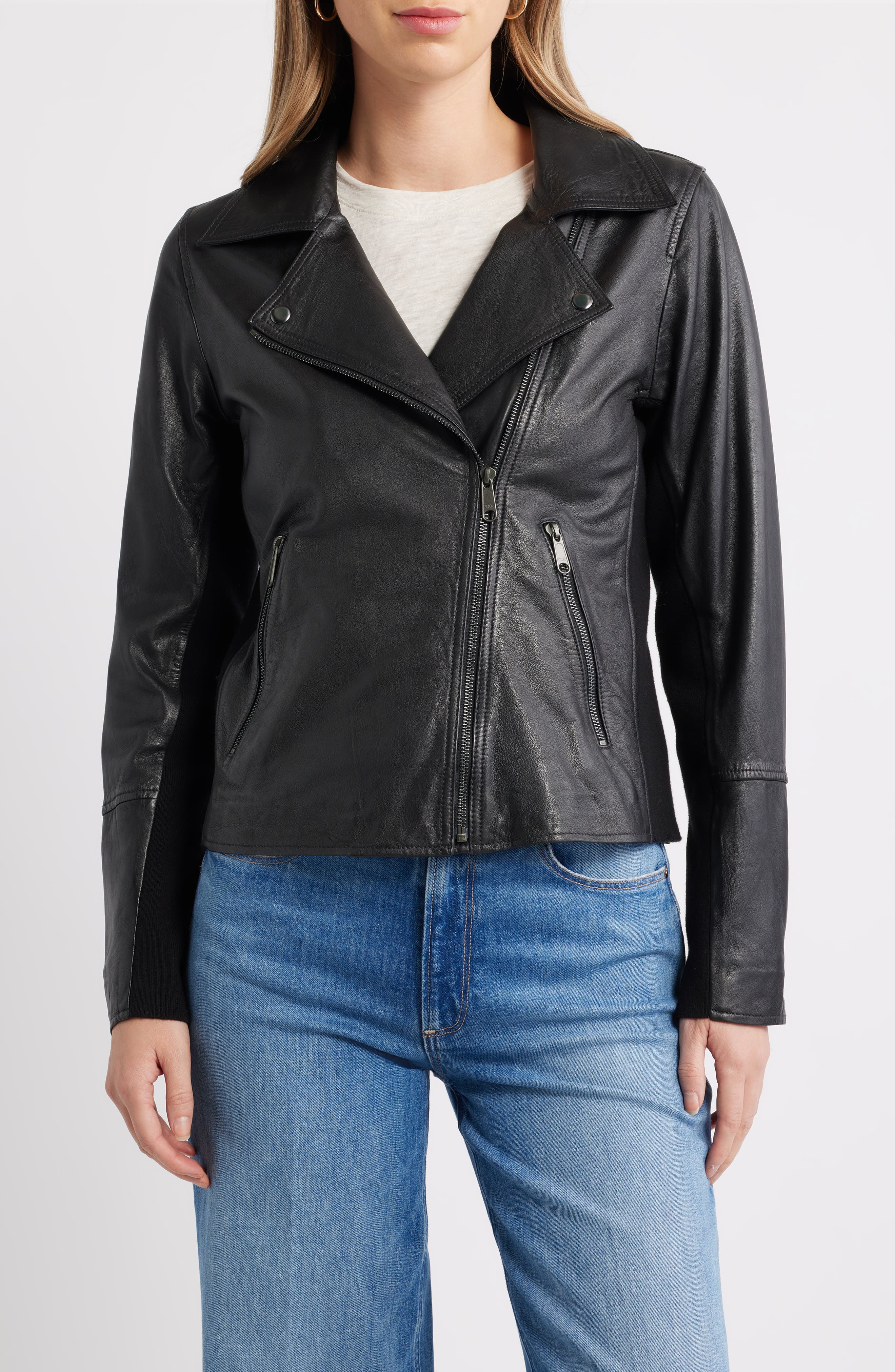 Caslon® Leather Moto Jacket | Nordstrom