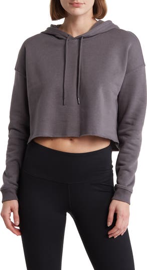 90 DEGREE BY REFLEX Cropped Fleece Pullover Hoodie | Nordstromrack