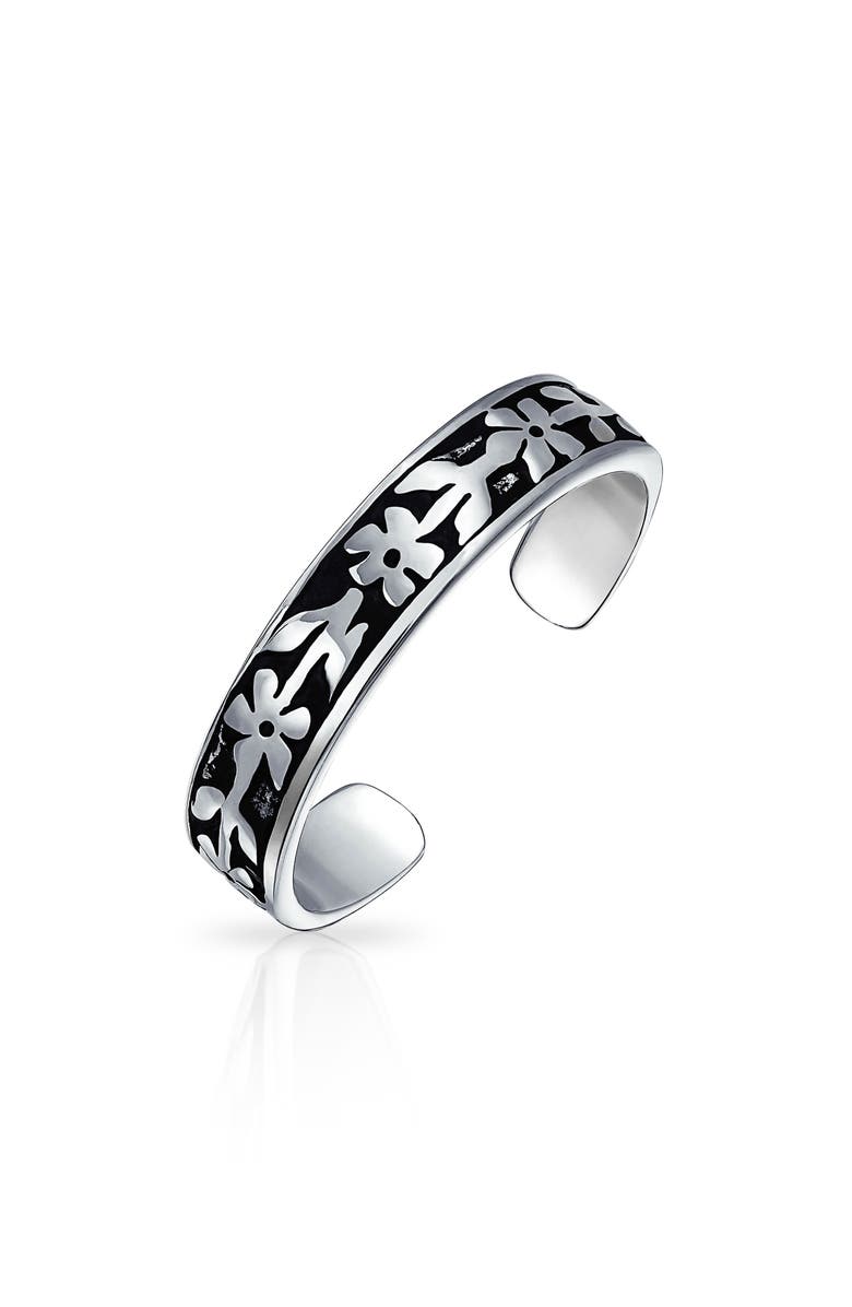 BLING JEWELRY Sterling Silver Flowers Vine Midi Oxidized Ring ...