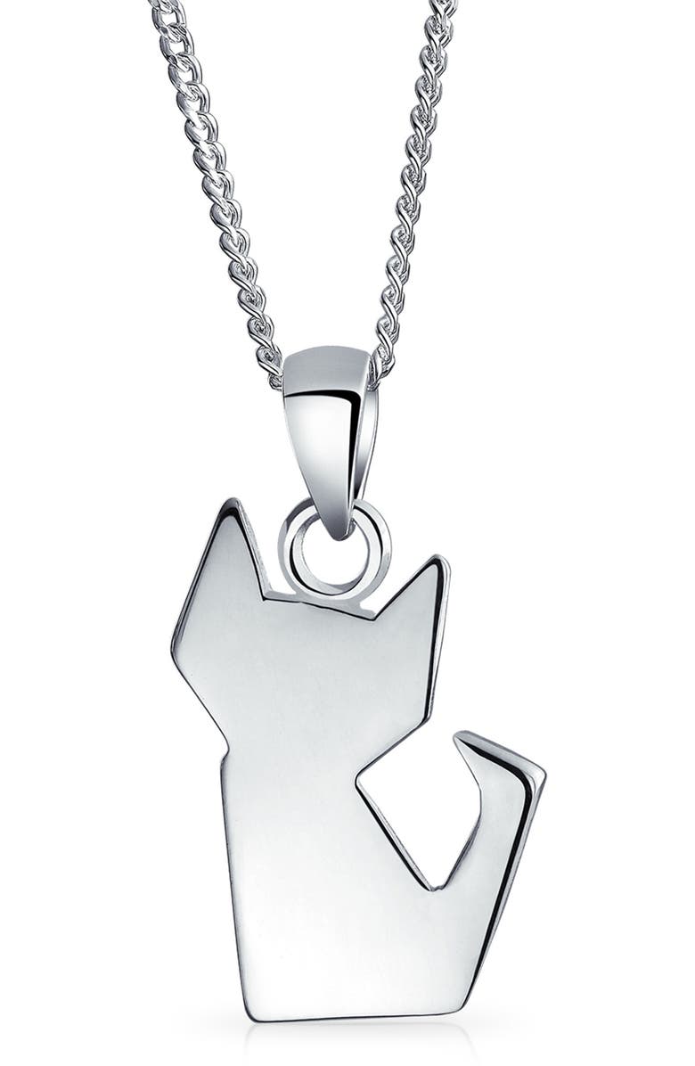 BLING JEWELRY Sterling Silver Origami Cat Pendant Necklace | Nordstromrack