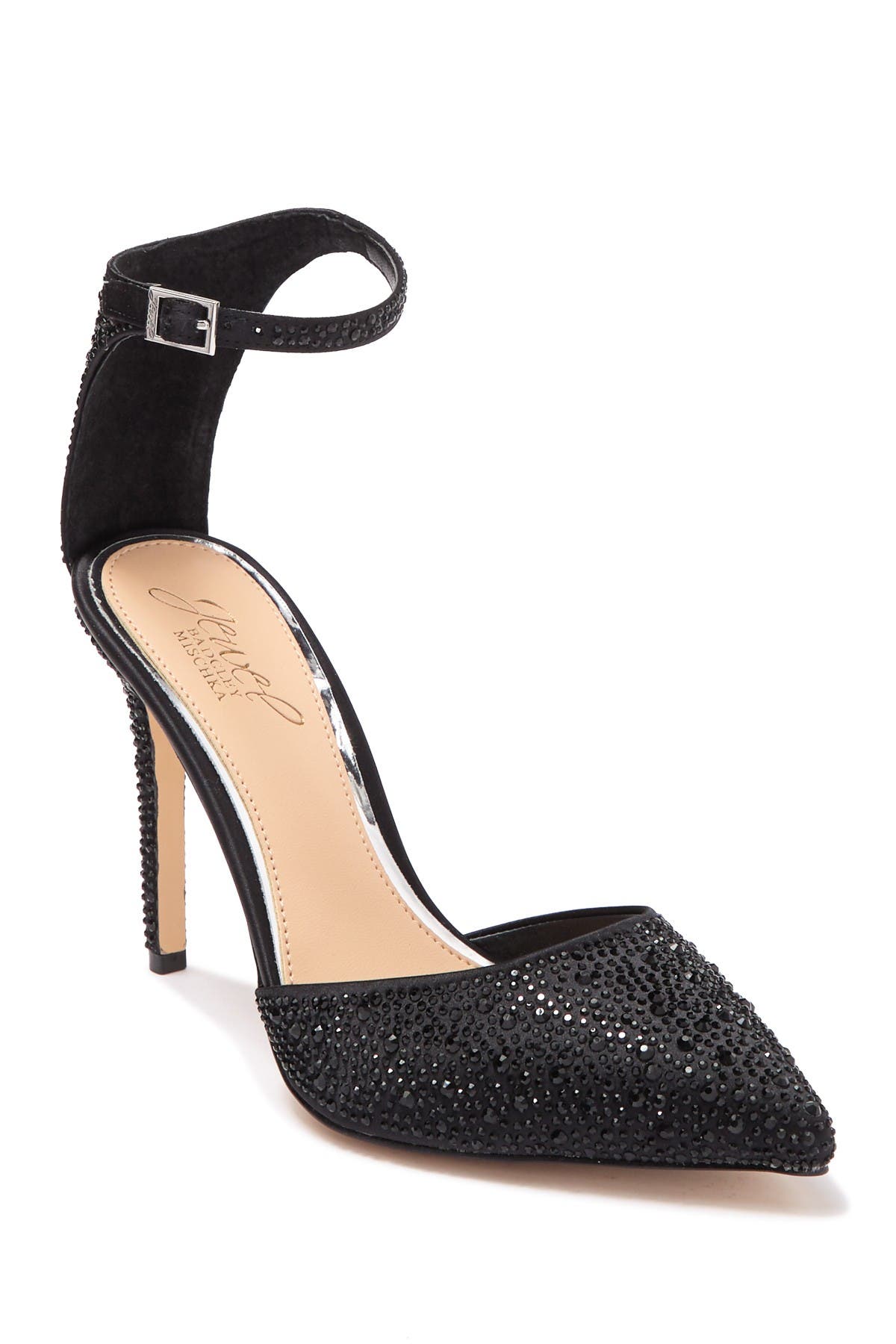 Jewel Badgley Mischka Boston Embellished Ankle Strap Pump | Nordstromrack