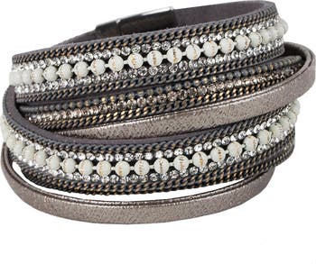 SAACHI Double Wrap Beaded Faux Leather Bracelet | Nordstromrack