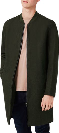 Topman Longline Wool Blend Bomber Jacket | Nordstromrack