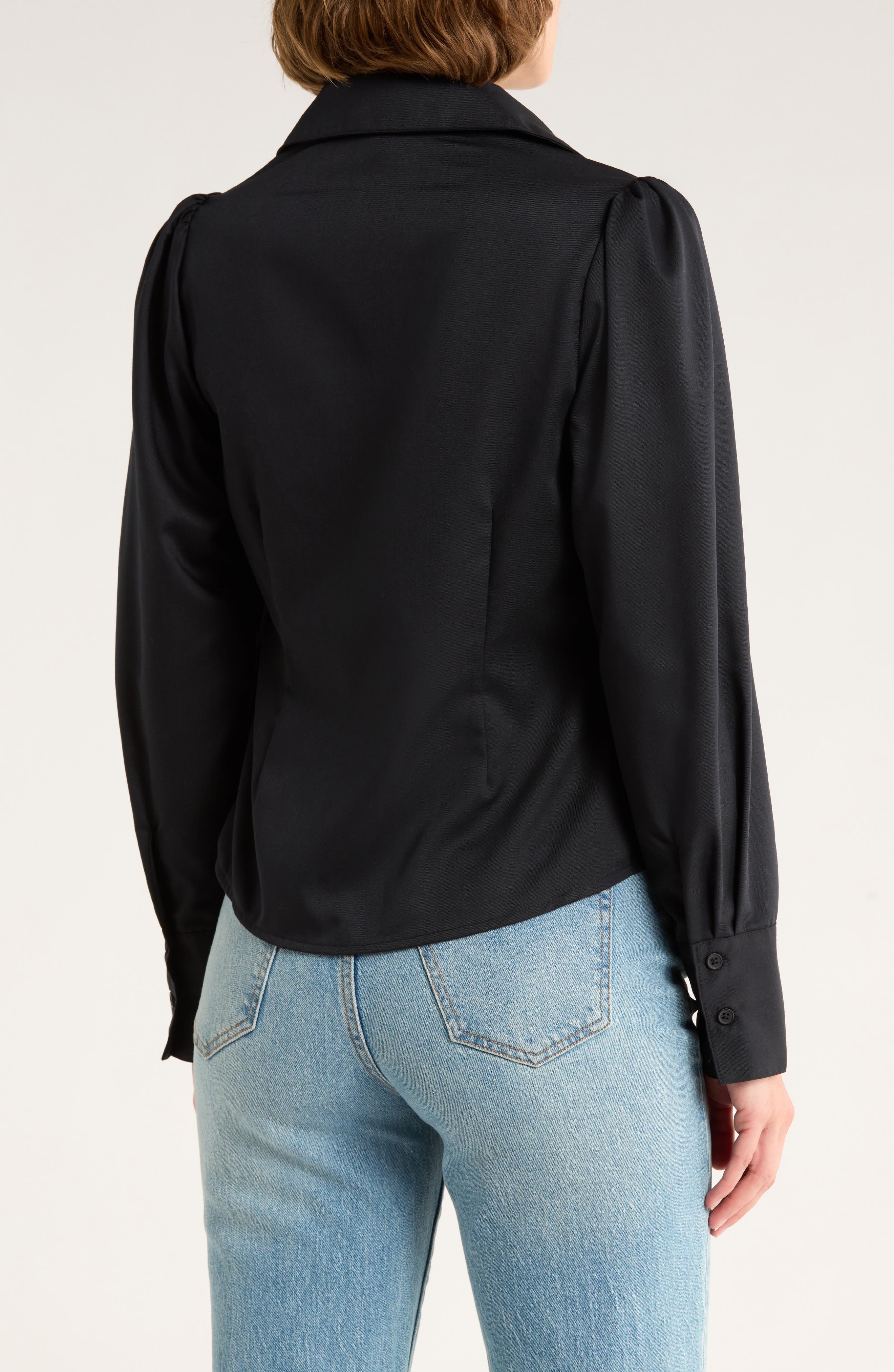 French Connection Gathered Seam Puff Sleeve Button-Up Shirt | Nordstromrack