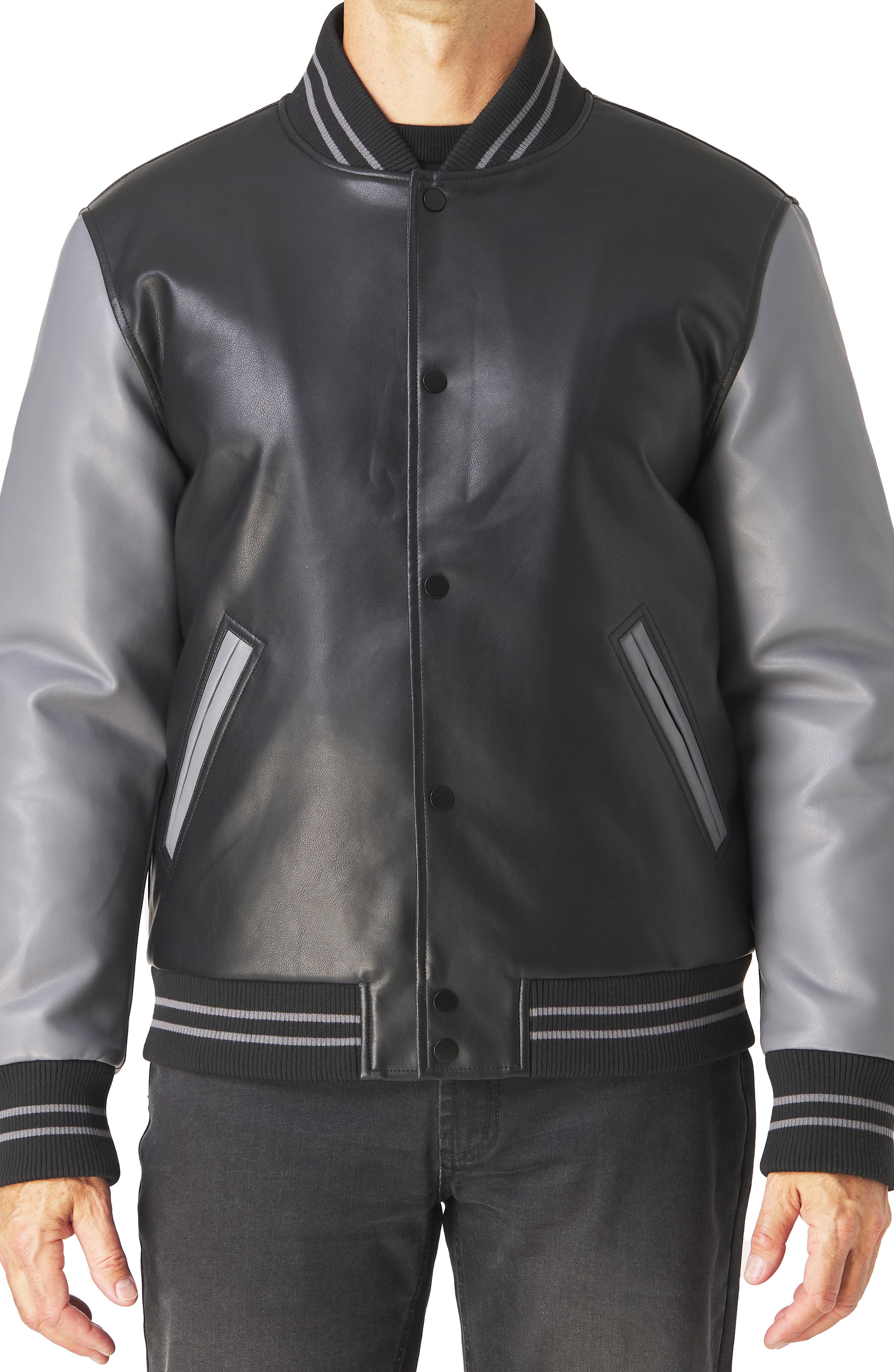 Slate & Stone Faux Wool & Faux Leather Varsity Jacket | Nordstromrack