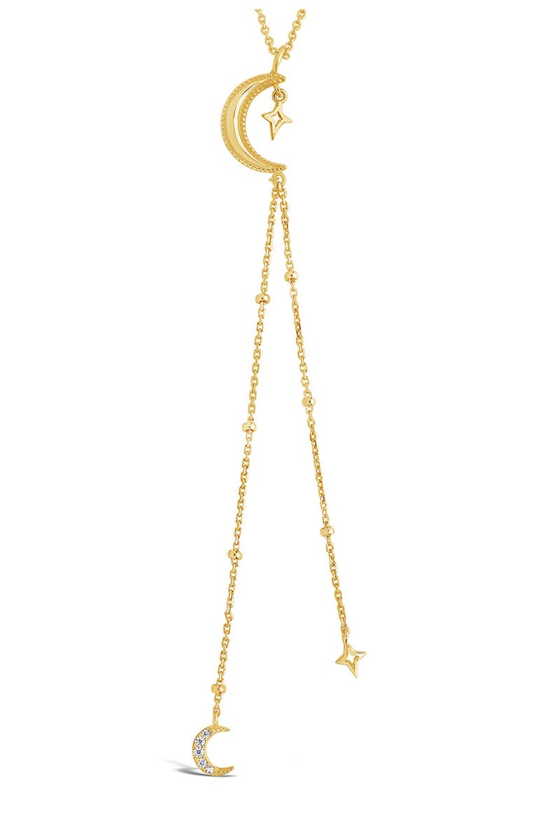 Sterling Forever 14K Yellow Gold Vermeil Pave CZ Moon & Star Y Drop ...
