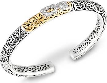Lois Hill 18K Gold & Sterling Silver Diamond Scroll Cuff - 0.25 ctw ...