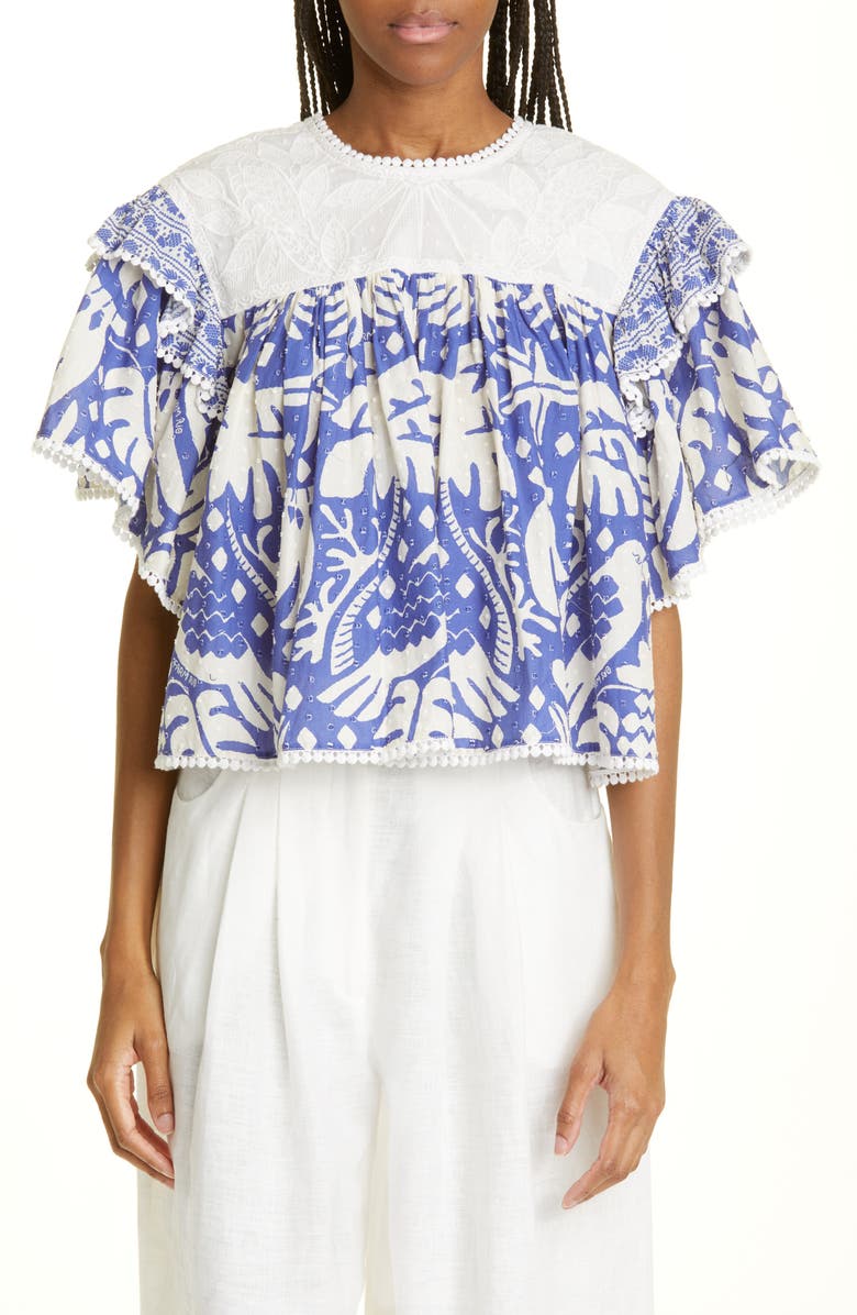 FARM Rio Jungle Print Cotton Trapeze Blouse | Nordstromrack