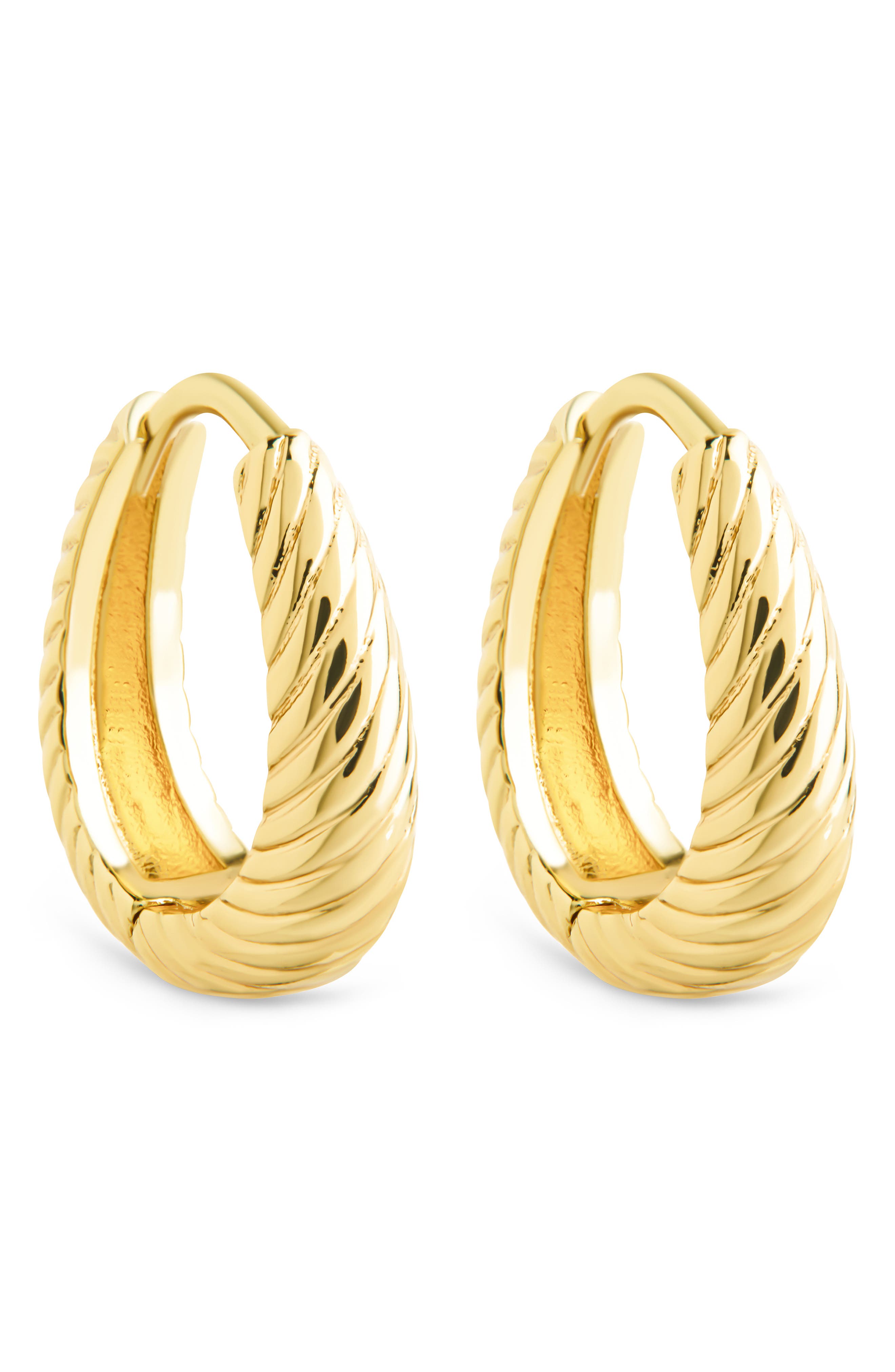 Sterling Forever Fairley Oval Textured Huggie Hoop Earrings | Nordstromrack