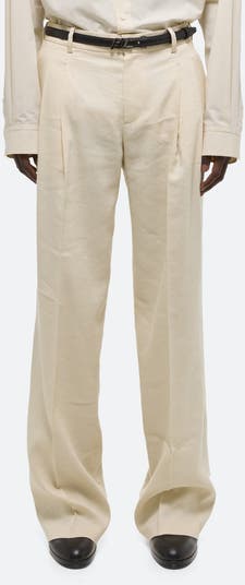 Helmut Lang Double Pleated Linen Blend Pants | Nordstrom