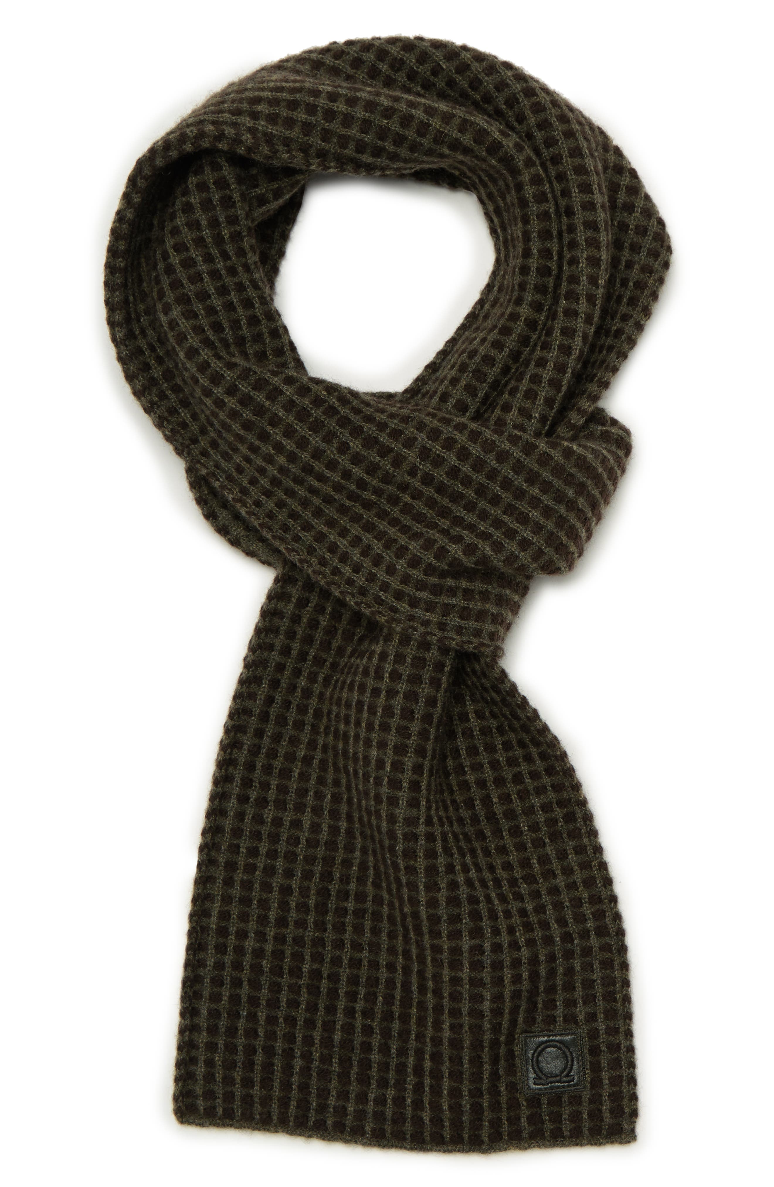 FERRAGAMO Fante Waffle Knit Cashmere Scarf | Nordstromrack