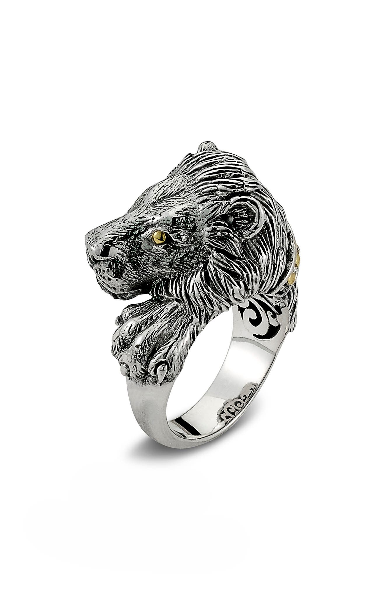SAMUEL B. 18K Gold & Sterling Silver Lion Head Ring | Nordstromrack