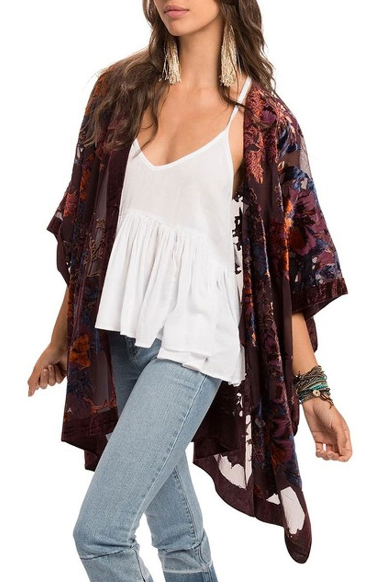 SAACHI Ione Velvet Burnout Ruana | Nordstromrack