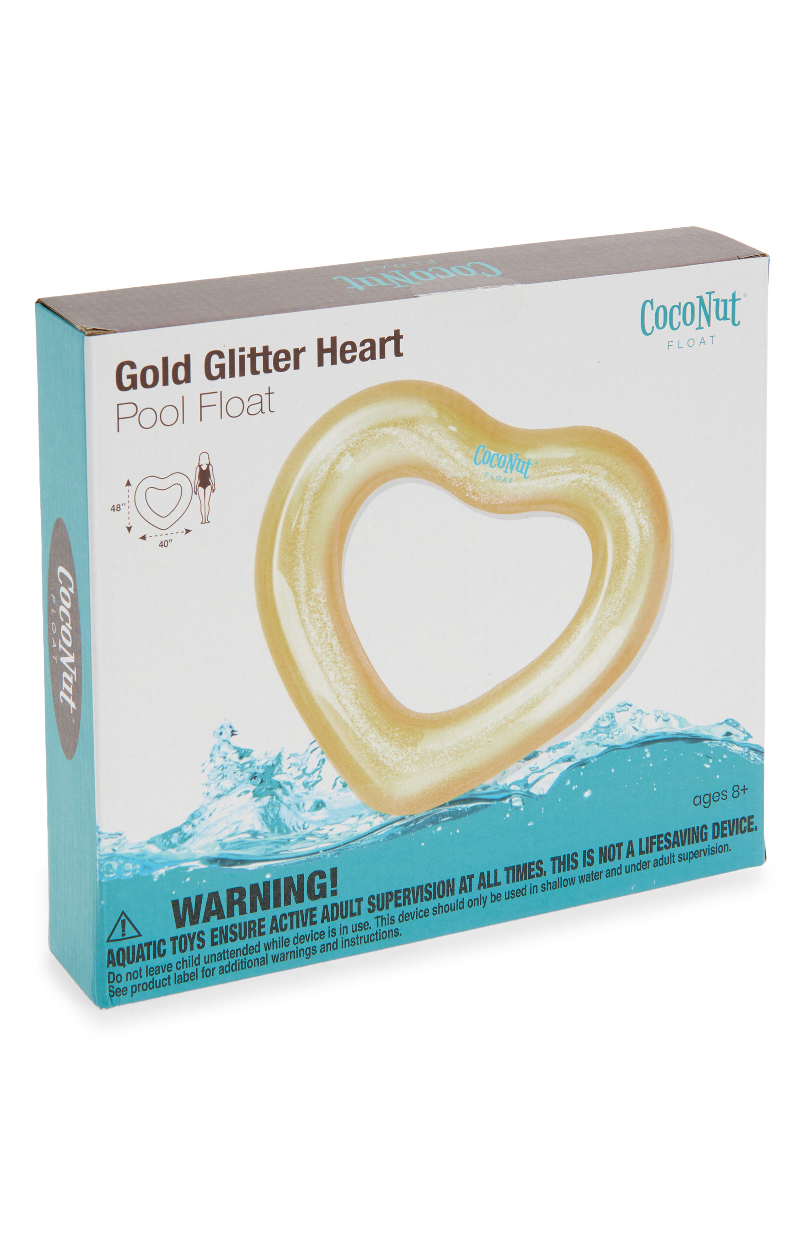 Coconut Outdoor Gold Glitter Heart Pool Float | Nordstrom