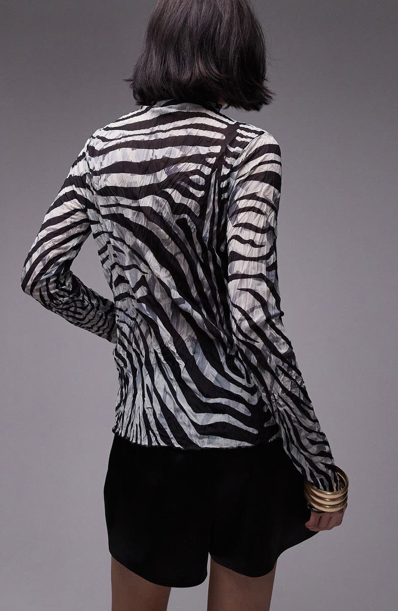 Topshop Zebra Print Funnel Neck Long Sleeve Top | Nordstromrack