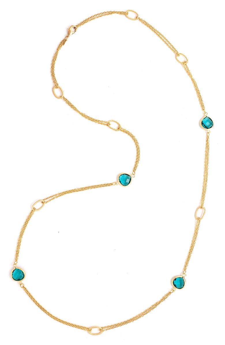 RIVKA FRIEDMAN 18K Yellow Gold Plated 2 Row London Blue Crystal Cable ...